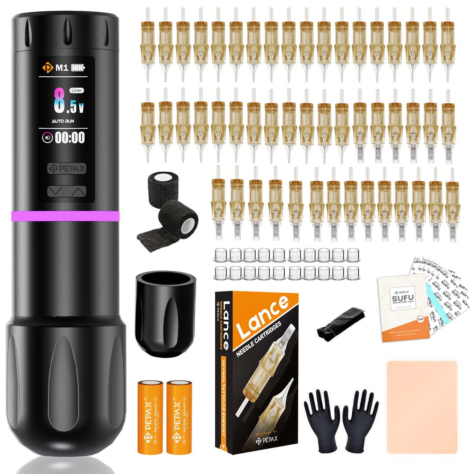 PEPAX Leve H3 Wireless Tattoo Pen Machine Professional Bundle (3.5 Bla